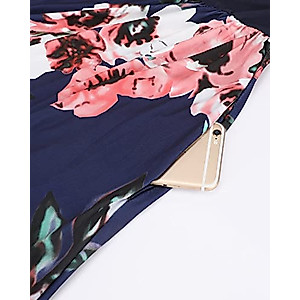 STYLEWORD Womens 2023 Fashion Summer Floral Wedding Guest Maxi Long Dress with Pocket Cold Shoulder Casual(Floral04,L)