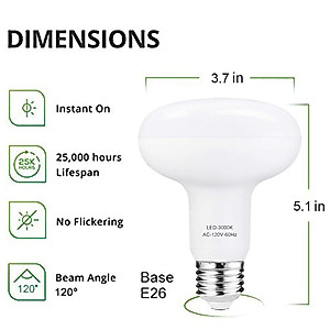 Small frog LED Bulb R30 or BR30,12W(100W Equivalent),1200 Lumens,Upgrade for 100W Bulb,3000K Soft White Color,for Recessed Can Use,Wide Flood Light,Dimmable,(Pack of 4)