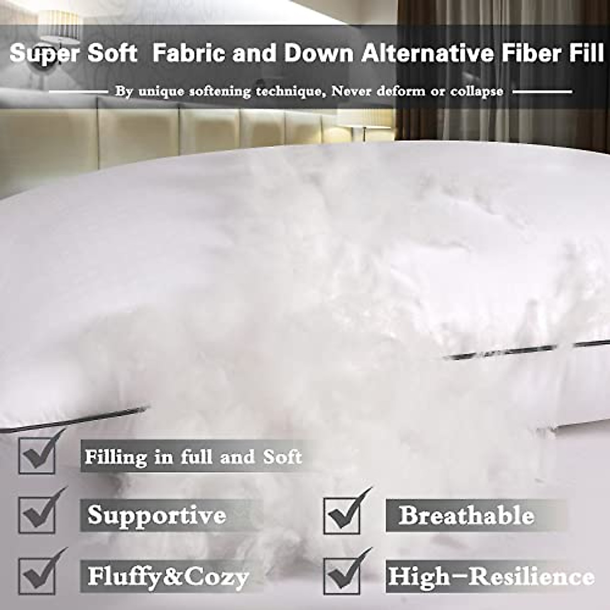 HIMOON Bed Pillows for Sleeping Standard Size Set of 2,Comfortable Hotel Cooling Pillows 2 Pack, Soft & Support