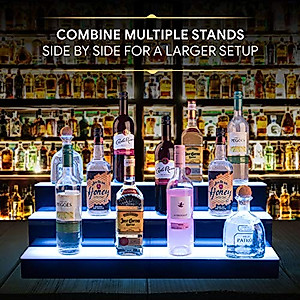 Savvy Life Selects LED Liquor Shelf– 3 Tier Bar Bottle Display – Colorful Light Bar Shelf – LED Colors & Light Effects – Lighted Liquor Shelves with Plug – Remote Control and Spouts Included