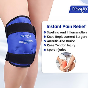 NEWGO Ice Pack for Knee Replacement Surgery, Reusable Gel Cold Pack Wrap Around Entire Knee Ice Pack Wrap for Injuries, Pain Relief, Meniscus Tear, ACL, Swelling
