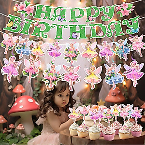 18PCS Fairy Party Decorations Fairy First Birthday Decorations Fairy Birthday Party Supplies Butterfly Birthday Decorations for Girls Fairy Hanging Swirls for Flower Baby Shower Garden Party