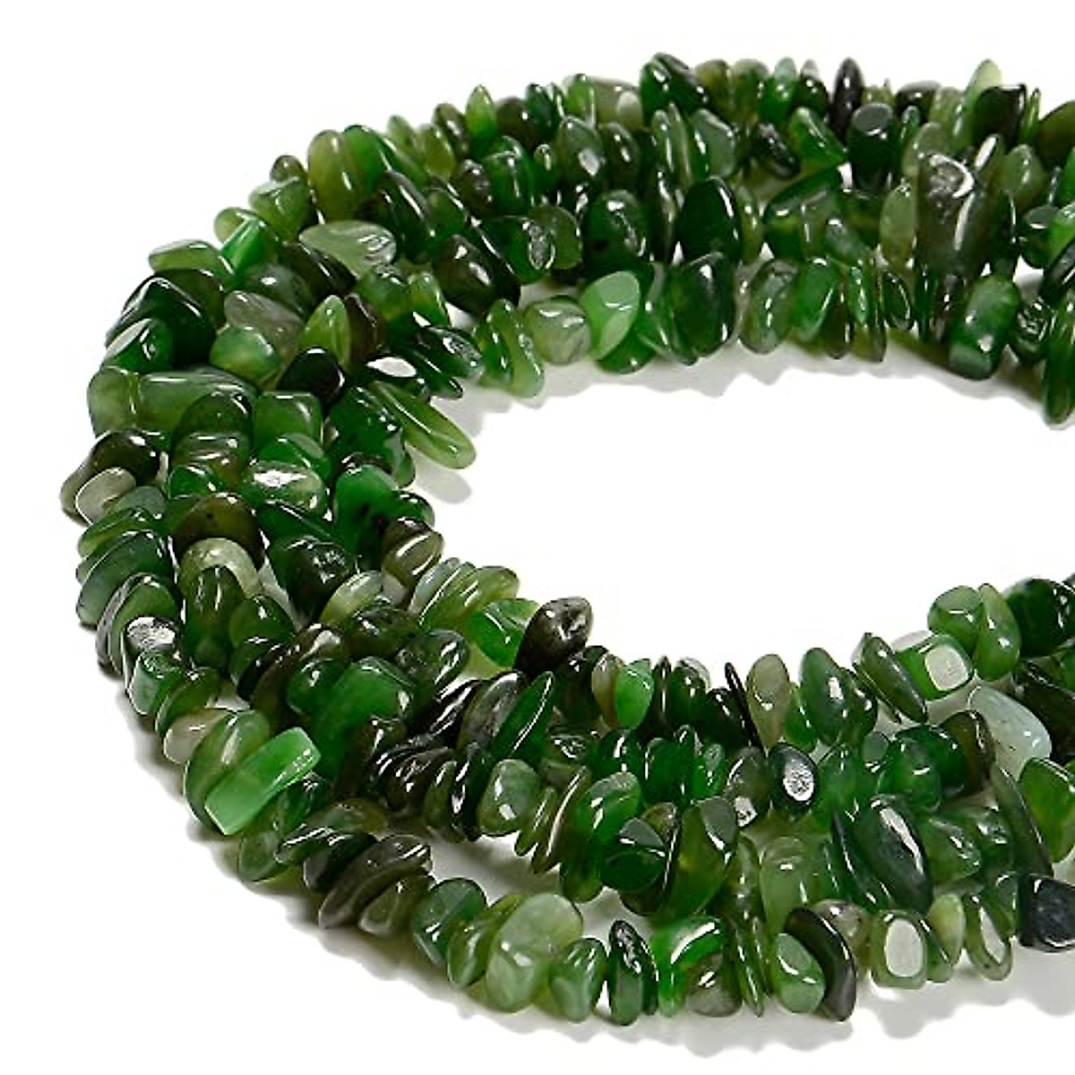 PLTbeads 7-8mm Natural Green Canada Jade Gemstone Chips Beads Healing Crystals Waist Bracelets Necklace Kit Irregular Stone DIY Crafts Design Jewelry Making