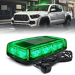Xprite 12" Green LED Rooftop Mini Strobe Light Bar Magnetic Mount Emergency Safety Warning Caution Flashing Beacon Lights for Construction Vehicles Snow Plow Trucks Postal Mail Cars