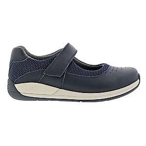 Drew Trust, Womens Velcro Mary Jane Orthopedic Comfort Shoe, Navy Leather, 10.5 Wide (D)