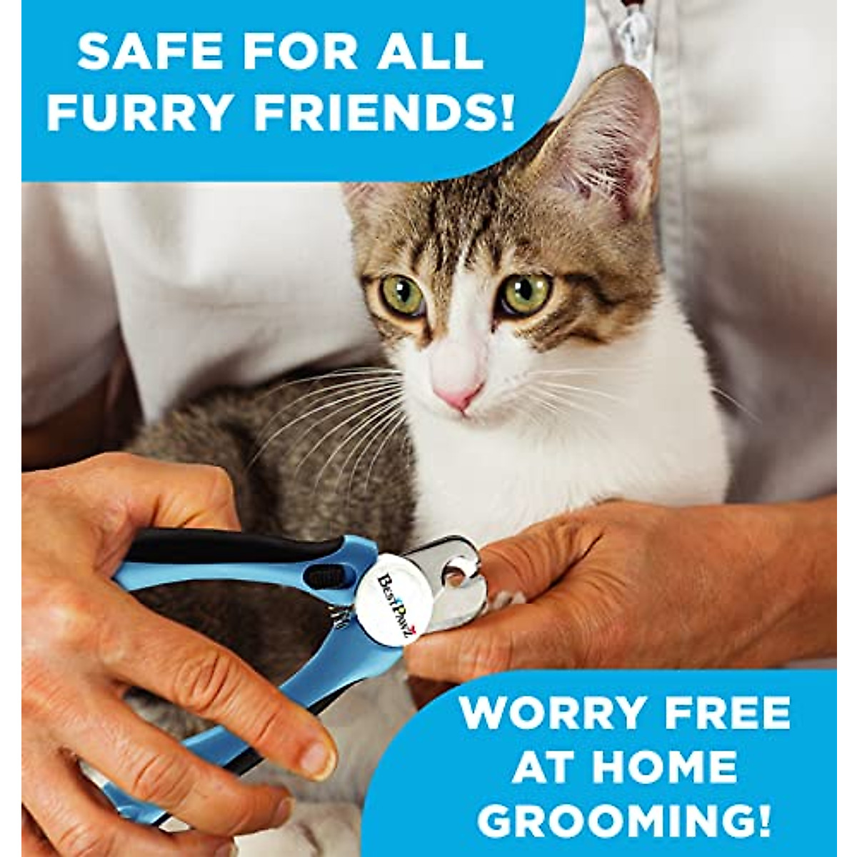 Bestpawz Cat & Dog Nail Trimmers - Sturdy Non Slip Dog Nail Clippers for Large Dogs - Safety Guard Pet Nail Clipper to Avoid Over Cutting - Cat Nail Clipper Comes with Sharp Blade and Free Nail File