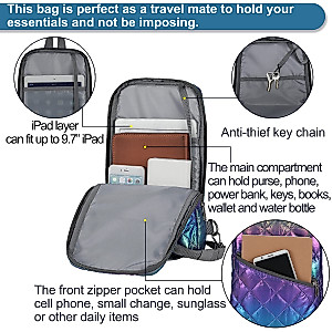 GBLQ PLUS Sling Bags, Iridescent Crossbody Shoulder Puffer Backpack for Women Men Kids, Travel Hiking Small Chest Daypack (Metallic Blue)