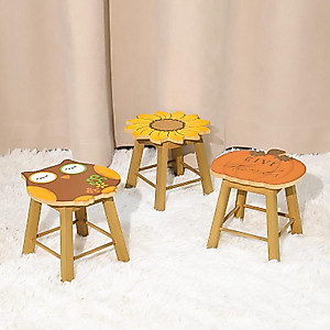 Viagem 7.1 Inch Step Stool Holds up to 200Lbs Suitable for Kitchen Bathroom Living Room Garden Playroom Classroom (Chocolate,Pumpkin), 19.5*19.5*18.5cm