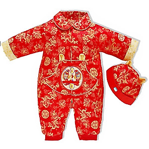 CRB Fashion Baby Newborn Boy Girls Chinese New Years Asian Shirt Outfit … (2 to 4 Months, Short Sleeves Dragon)