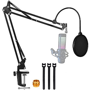 Compatible with HyperX Quadcast S Mic Boom Arm, For Hyperx Quadcast Microphone Adjustable Stand with Pop Filter,Windscreen to Improve Sound Quality By YUZUHOME