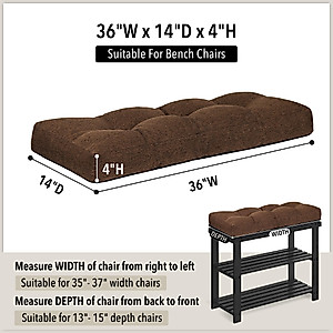 Tromlycs Bench Cushion for Indoor Furniture Window Seat Cushion Pillow Pad Dining Kitchen Tufted Entryway Non Slip 36 inch, Brown