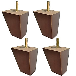 Btibpse 3" Solid Wood Sofa/Chair/Ottoman Legs Slanted Tapered Walnut Finish Furniture Legs Set of 4