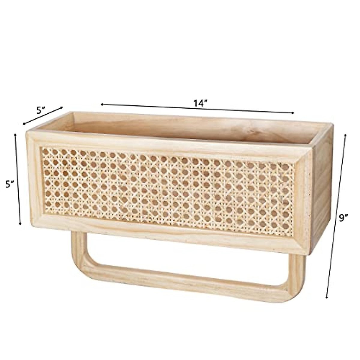 Wood Floating Shelf Rattan Shelve Wall Décor with Towel Rack for Kitchen - Bathroom - Living Room - Laundry Room & Bedroom - Wood Floating Shelves for Wall - Natural Wood Shelves - Rattan Wall Shelf