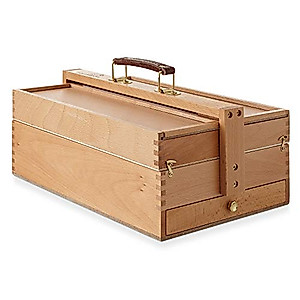 7 Elements Wooden Multi-Function Artist Tool and Brush Storage Box - Beechwood Art Supply Organizer with Drawers