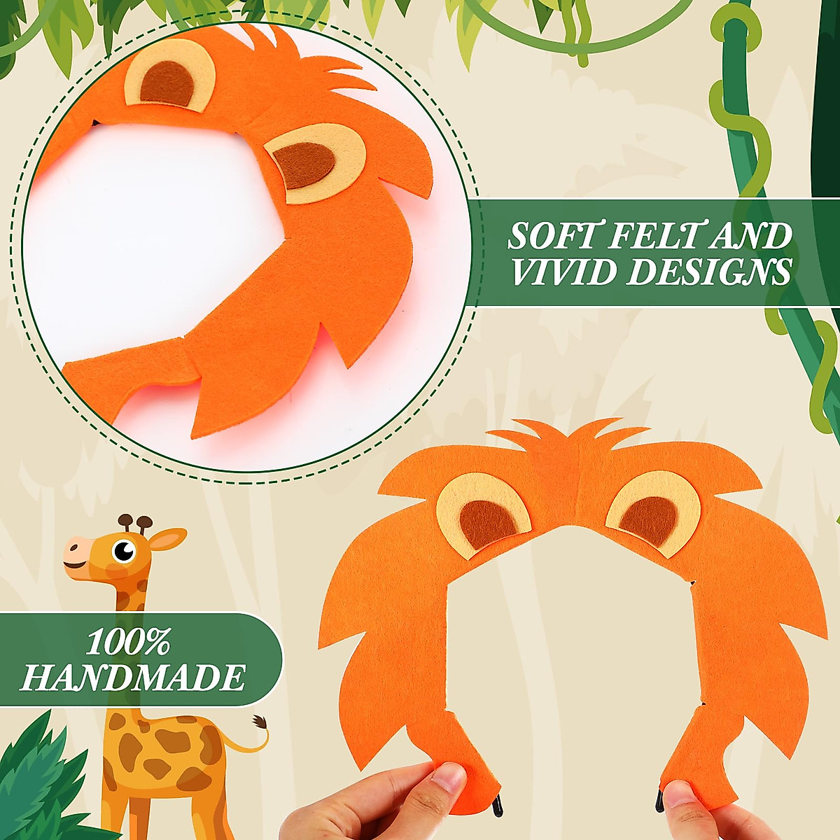 30 Pcs Animal Ears Headband for Kids Jungle Woodland Safari Zoo Headbands Birthday Halloween Party Favors (Animals)