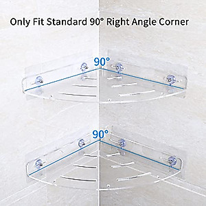 JINSHVEG Acrylic Corner Shower Caddy 2 Packs, Shower Caddy Shelf, Clear Bathroom Organizer Shelf Storage Wall Mounted, Adhesive No Drilling for Bathroom, Toilet, Kitchen and Dorm