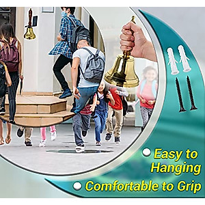 ARSUK Hand Bell for Adults, Wooden Handle Large Ringing Call Bells for Sick Person, Seniors, Teachers, Patients, Wedding, Santa, Christmas, Services 23.8 x 10.7 x 10.5, 240gm (4" Brass)