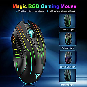 GK-XLI Gaming Mouse Wired, Lightweight Gaming Mice, Breathing RGB Plug Play High-Precision Adjustable 3200 DPI Ergonomic PC Gaming Mouse for Gamer, Wired Mouse for Laptop