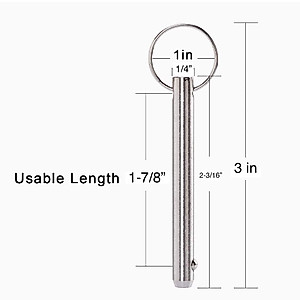 Total Gym Replacement Pair of 2 Hitch/Quick Release Pins fit Models XL, XLS, FIT, 2000, 3000, and Electra, Diameter 1/4" (6.4mm), Total Length 2.2" (56mm), Effective Length 1.9"(48mm)