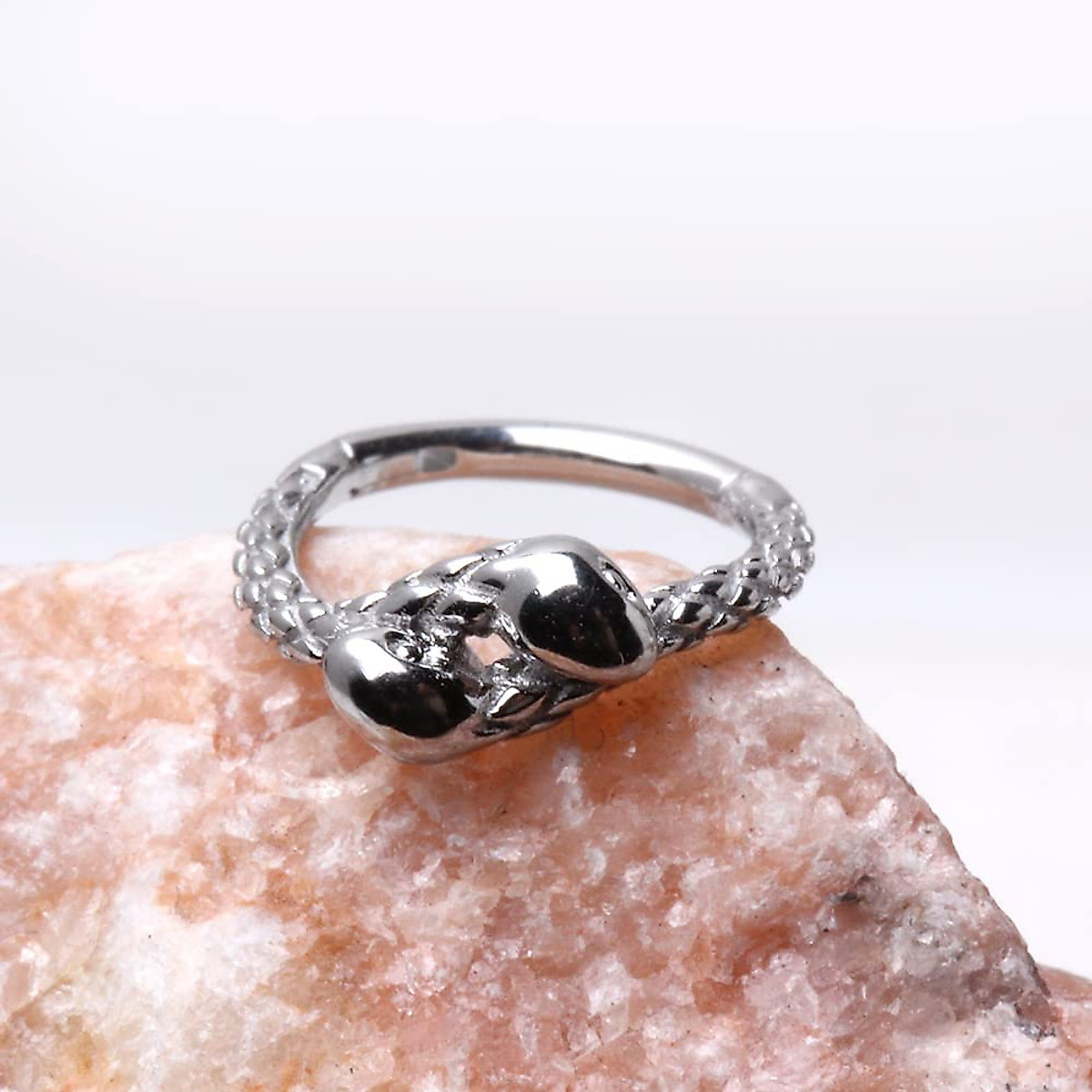 Pierced Owl 16GA 316L Stainless Steel Double Snakes Hinged Clicker Ring