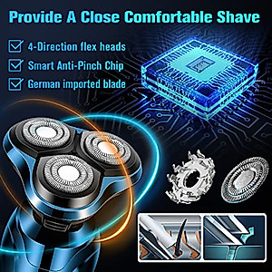 Electric Razor for Men, 2023 Men’s Electric Shavers Rotary LED Display/Waterproof/Rechargeable, Electric Shaver for Men Cordless Floating Head Replaceable Blades Portable Travel Razor Idea Gift