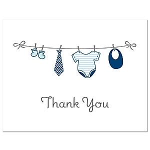 MyExpression 50 Cnt Hanging Baby Boy Cloth Baby Thank You Cards