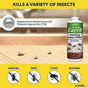 Harris Diatomaceous Earth Crawling Insect Killer, 8oz for Roaches, Fleas, Ants, Bed Bugs, and More…