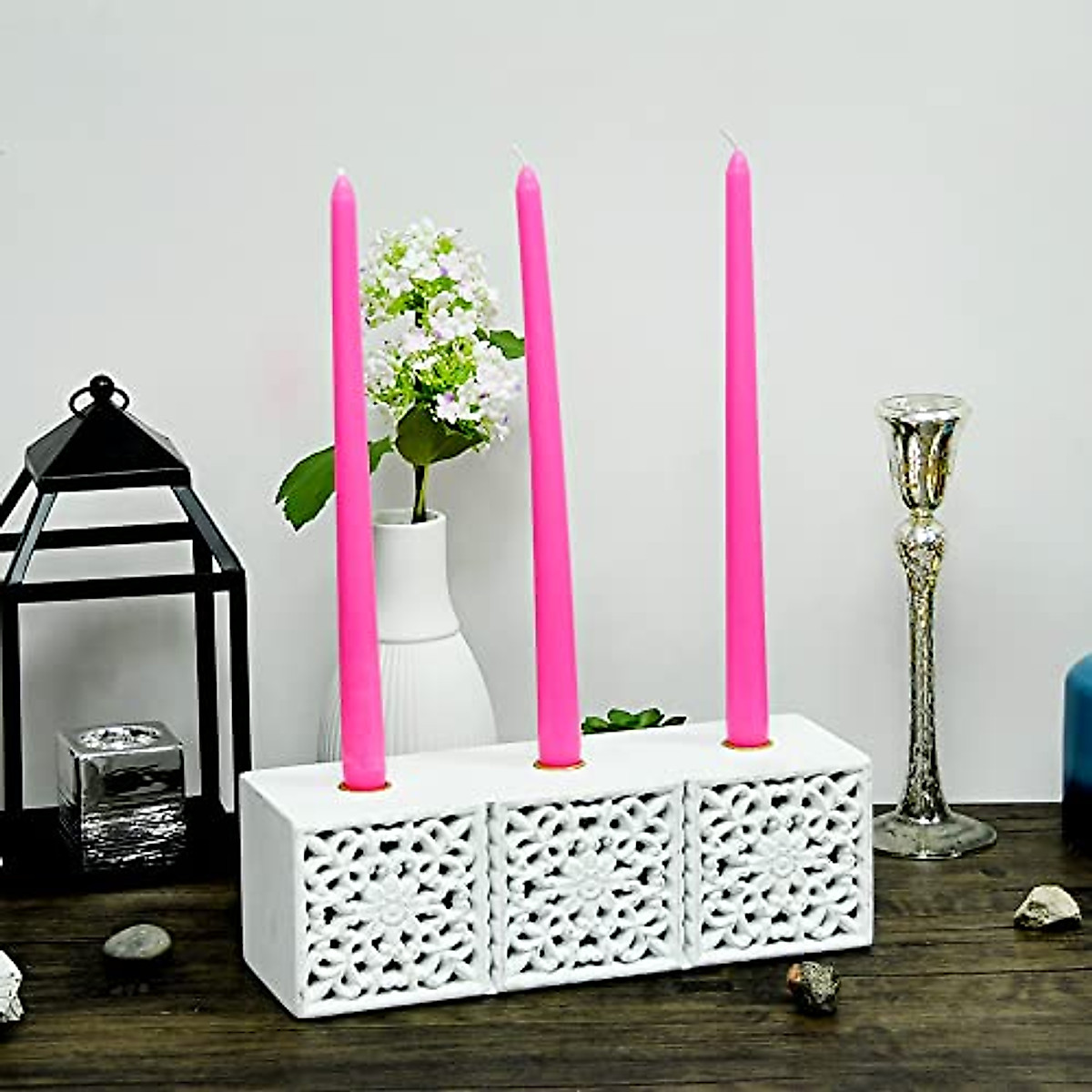 Zest Candle 12-Piece Taper Candles, 12-Inch, Hot Pink