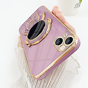 Pepmune Compatible with iPhone 14 Case Cute 3D Astronaut Stand Design Camera Protection Shockproof Soft Back Cover for Apple iPhone 14 Phone Case Purple