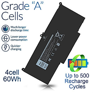 60Wh F3YGT Laptop Battery Replacement for Dell Latitude 7480 7280 7490 E7480 E7280 E7490 7380 7390 7290 E7390 E7290 E7380 12 13 14 7000, DM3WC F3YGT-1 KG7VF 2X39G V4940 451-BBYE 453-BBCF 0DM3WC 0F3YGT