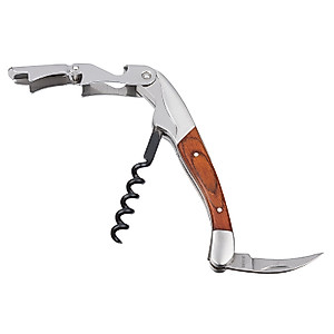 Premium Waiters Corkscrew - 3 in 1 Stainless Steel Wine Opener with Rosewood Pull Tap Handle Bottle Opener and Serrated Foil Cutter