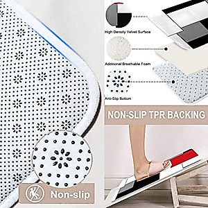 Red Black Grey Modern Bathroom Sets with Shower Curtain and Rugs and Accessories, Modern Shower Curtain Sets, Abstract Shower Curtains for Bathroom, Yellow Black Grey Abstract Bathroom Decor 4 Pcs