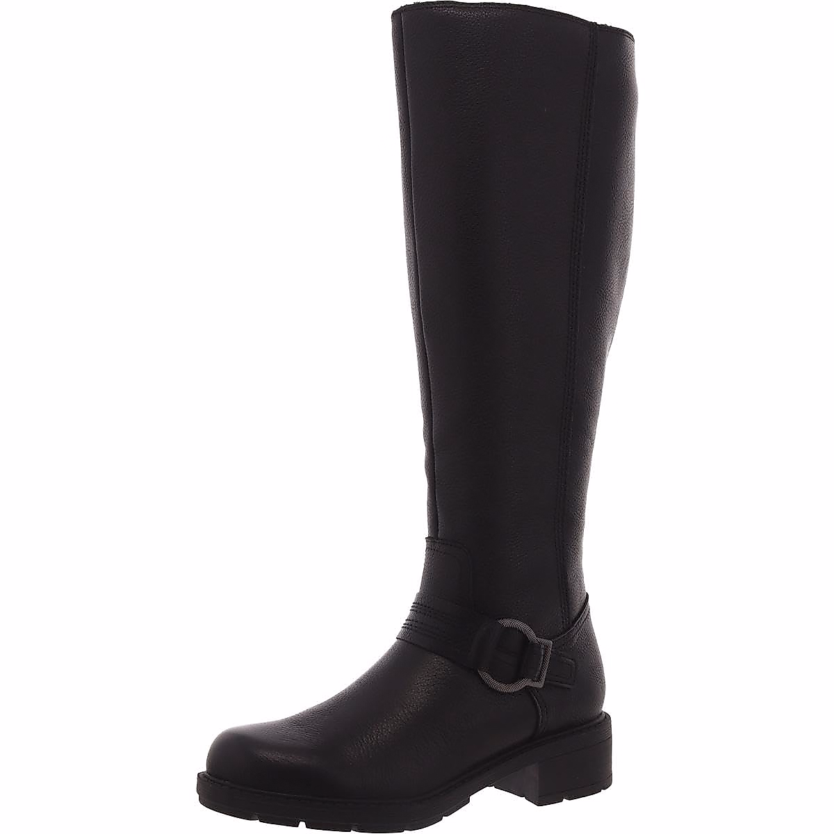 Clarks Women's Hearth Rae Wide Shaft Knee High Boot, Black Leather, 7