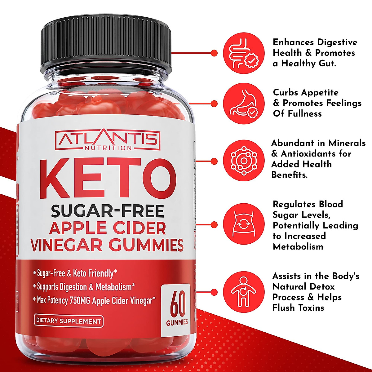 Magnesium 60 Gummies + Sugar Free Keto Apple Cider Vinegar 60 Gummies