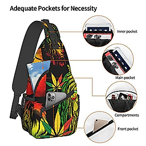 Sling Bags,Jamaican Flag King Lion Men Women Shoulder Backpack,Chest Bag Daypack for Hiking Travel