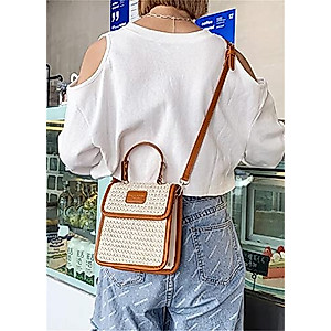 Women Straw Crossbody Bag Shoulder Bag Chic Hobo Tote Bag Mini Handbag Purse Cell Phone Bag Summer Beach