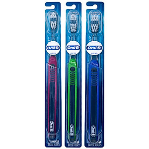 Oral-B Indicator Flat Trim Toothbrush, 30 Soft (Colors Vary) - Pack of 3