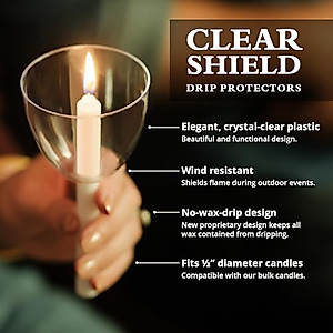 Concordia Supply Clear Shield Candle Drip Protectors - (Pack of 50) Wax Catcher for Candlesticks, Convenient for Church Vigils, Memorial Candles, Congregational Candles, & Christmas Eve Candles