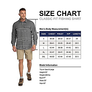 33,000ft Men's Long Sleeve Sun Protection Shirt UPF 50+ UV Quick Dry Cooling Fishing Shirts for Travel Safari Camping Hiking Grey