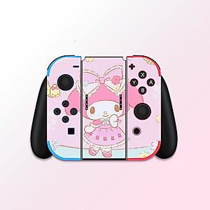 BelugaDesign Hello Melody Switch Skin | Cute Pastel Sticker Wrap Vinyl Decal | Bunny Animal Anime Kawaii Japanese Cartoon Game l Compatible with Nintendo Switch (Switch Standard, Pink)