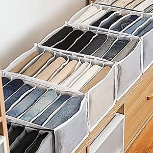 NMGOI 7 Grid Wardrobe Clothes Organizer For Drawers,Closet Organizers And Storage,Foldable,Washable Clothing Storage Bins,Storage Containers For Clothes, White
