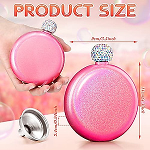 4 Pcs Cute Liquor Flask for Women 5 oz 304 Stainless Steel Flask for Whiskey Liquor Glitter Coating Flask Portable Wine Flask with Shining Rhinestone Cap and 4 Funnels for Drink Bar BBQ and Travel