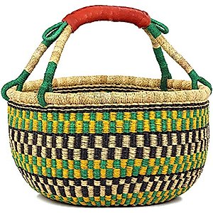 Fair Trade Ghana Bolga African Large Market Basket 16-17.5" Across, 92616