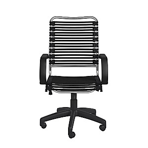 Euro Style Black Bungie/Aluminum Allison Rolling Office Chair - Modern High Back Adjustable Desk Chair with Wheels/Armrests for Work, Study, Gaming