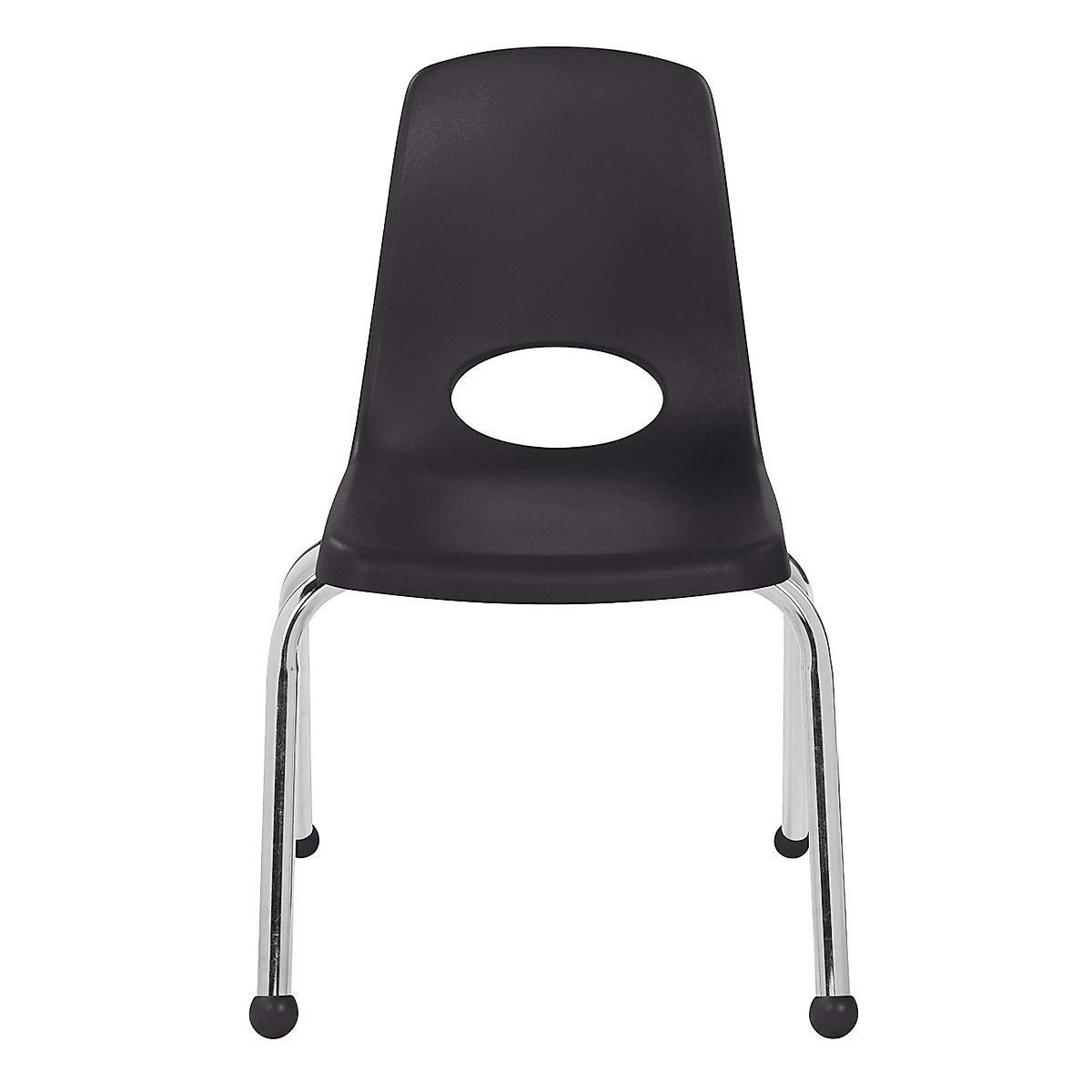 FDP 14" School Stack Chair, Stacking Student Seat with Chromed Steel Legs and Ball Glides; for in-Home Learning or Classroom - Black (4-Pack), 10380-BK