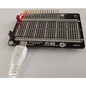 Alchemy Power Inc. Pi-BB - Half-Size Double Sided Powered breadboard, USB Powered with a 40 pin Header soldered. Powers a Raspberry Pi or just The Bread Board.
