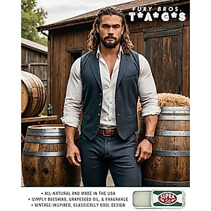 FURY BROS. TAGS Men’s Solid Cologne | Supra 56 | Sandalwood Patchouli Cedar | Beeswax Grapeseed Oil Fragrance | Made in USA | Travel Size .25 oz