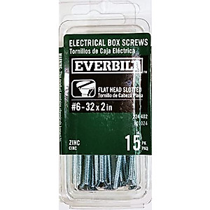 Electrical Box Screws, 6-32 x 2in, 15 Pack