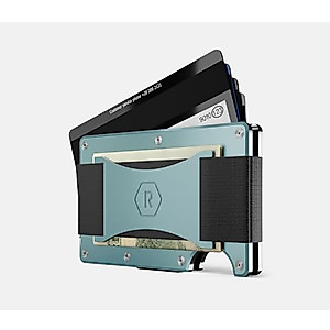 The Ridge Wallet For Women, Slim Wallet For Women - Thin as a Rail, Minimalist Aesthetics, Holds up to 12 Cards, RFID Safe, Blocks Chip Readers, Aluminum Wallet With Cash Strap (Sea Glass)