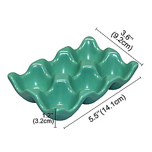 Bealuffe Ceramic Egg Holder Egg Tray Porcelain Fresh Egg Holder for Fridge Countertop Kitchen Storage Half Dozen 6 Cups